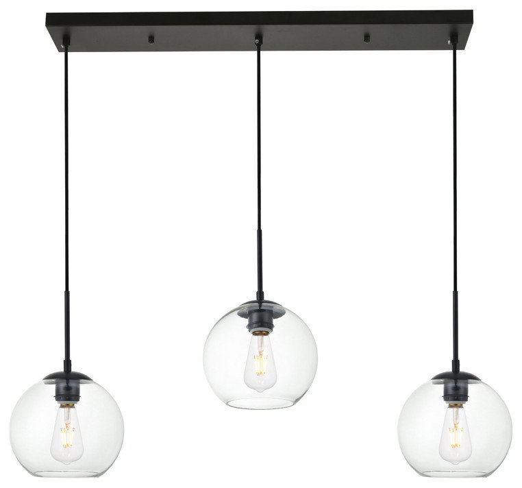 Baxter 3 Light Pendant in Black And Clear - Transitional - Pendant ...