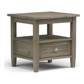 Warm Shaker Solid Wood 20" Rustic End Side Table - Transitional - Side ...