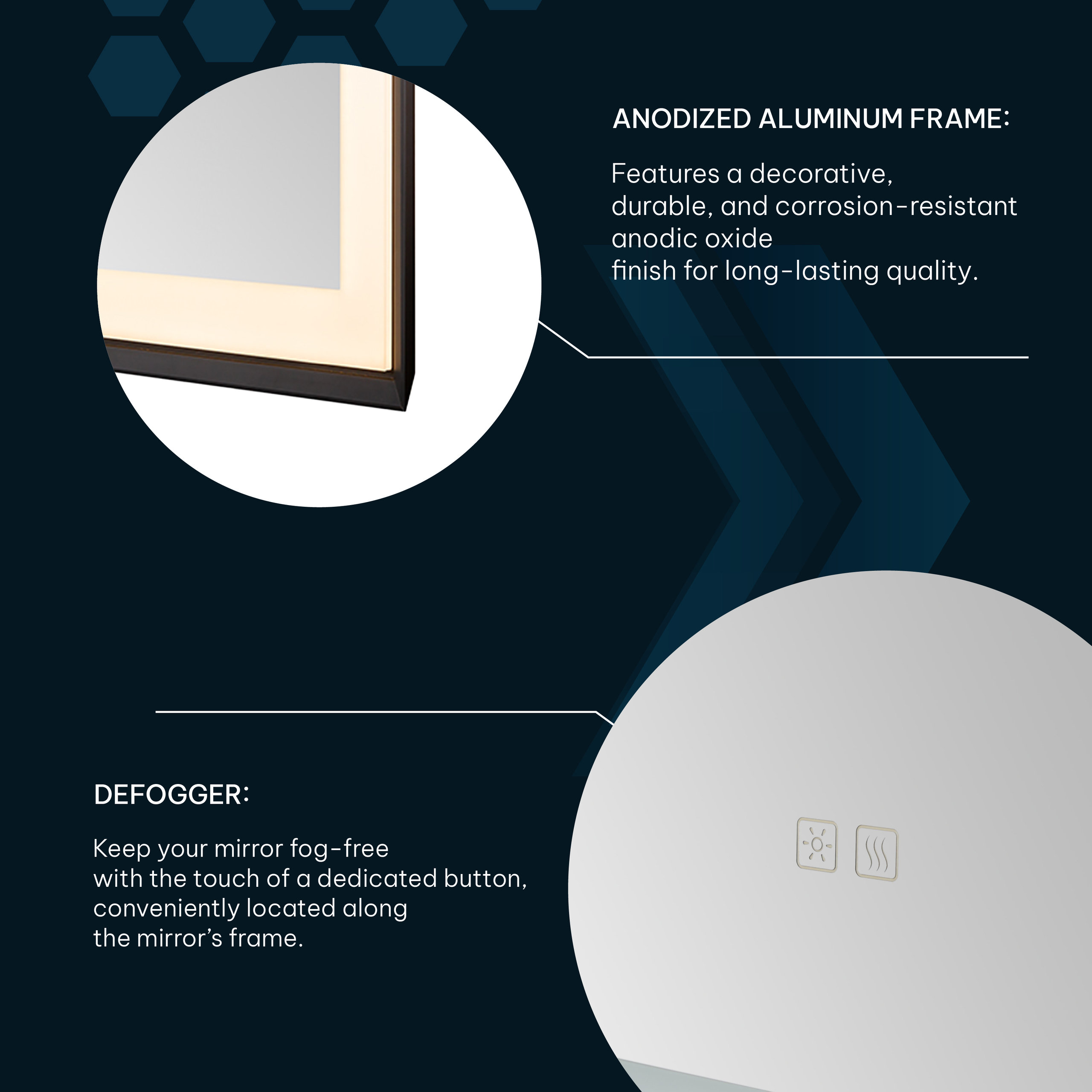 Madison LED Lighted Chamfer Frame Mirror, Defogger, Matte Black, 60"x36 ...