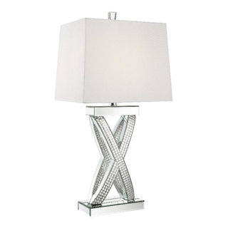 Coaster Contemporary Wood Table Lamp with Rectangle Shade in Mirrored ...