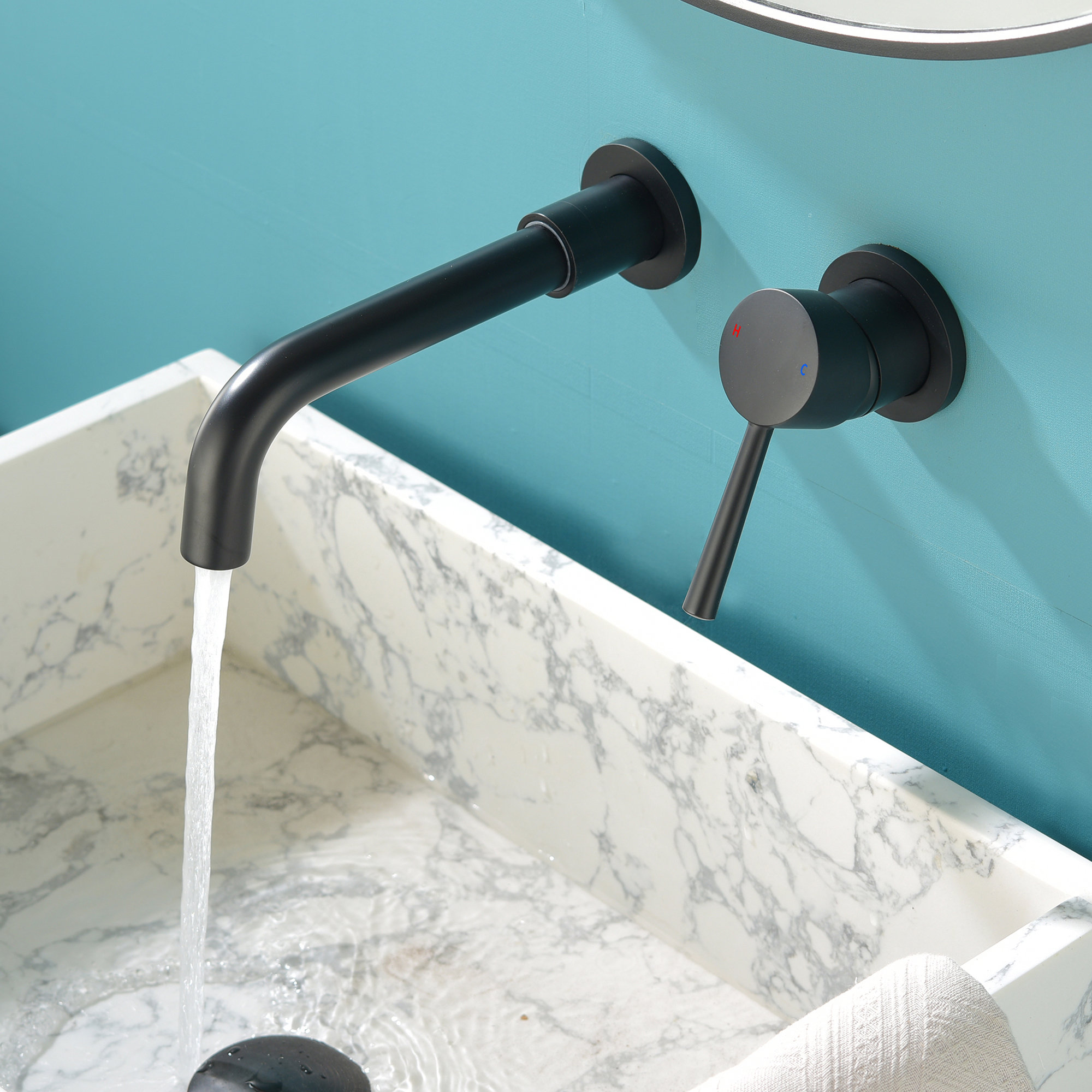 Single Handle Wall Mount Bathroom Faucet - Transitional - Bathroom Sink ...