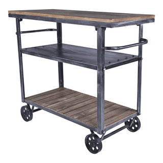 Reign Industrial Kitchen Cart in Industrial Gray and Pine Wood ...