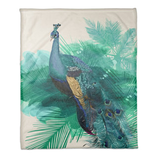 Colorful Peacock Tropical 50x60 Coral Fleece Blanket, 50x60 - Tropical ...