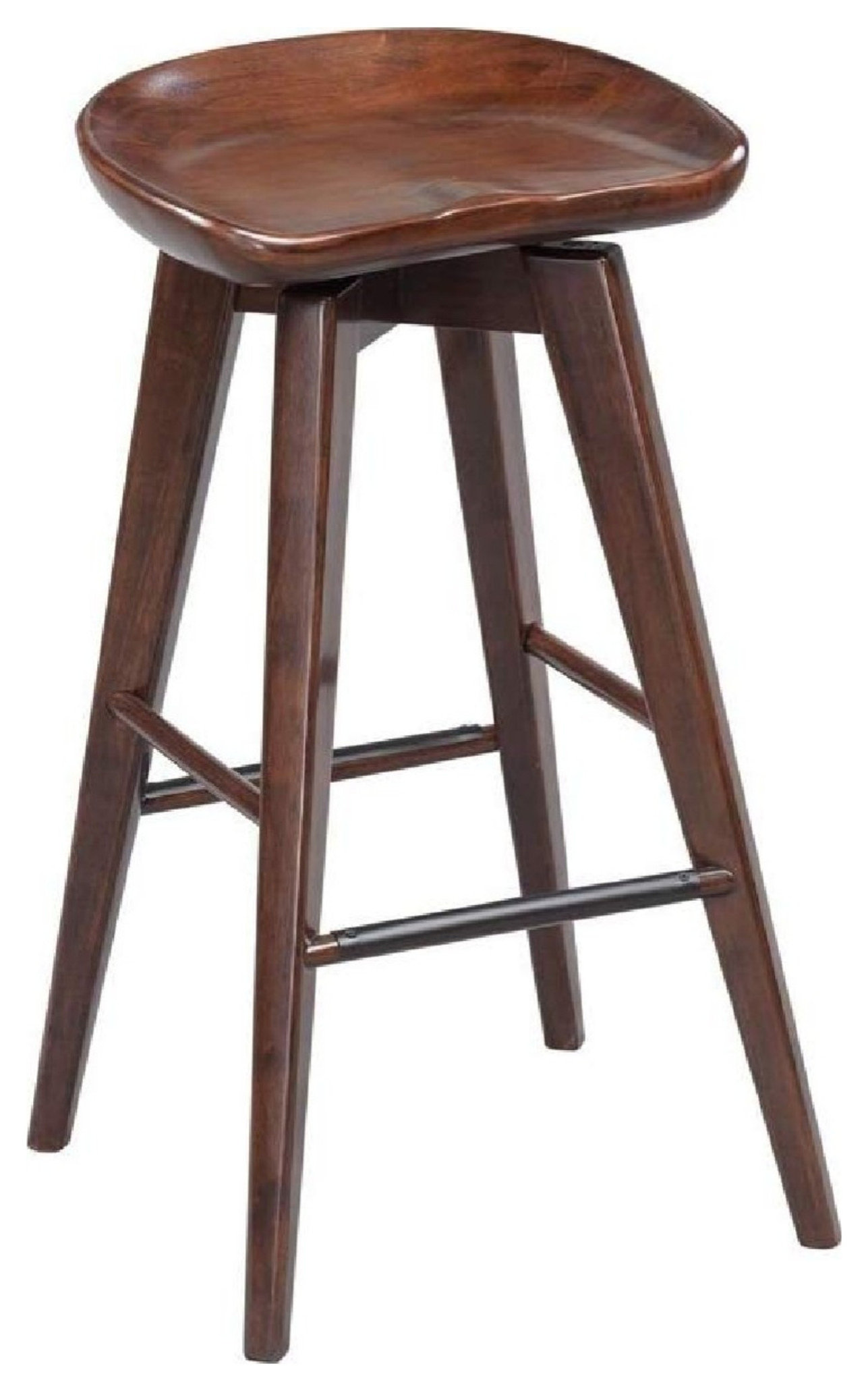 Contoured Seat Wooden Frame Swivel Barstool with Angled Legs, Natural ...