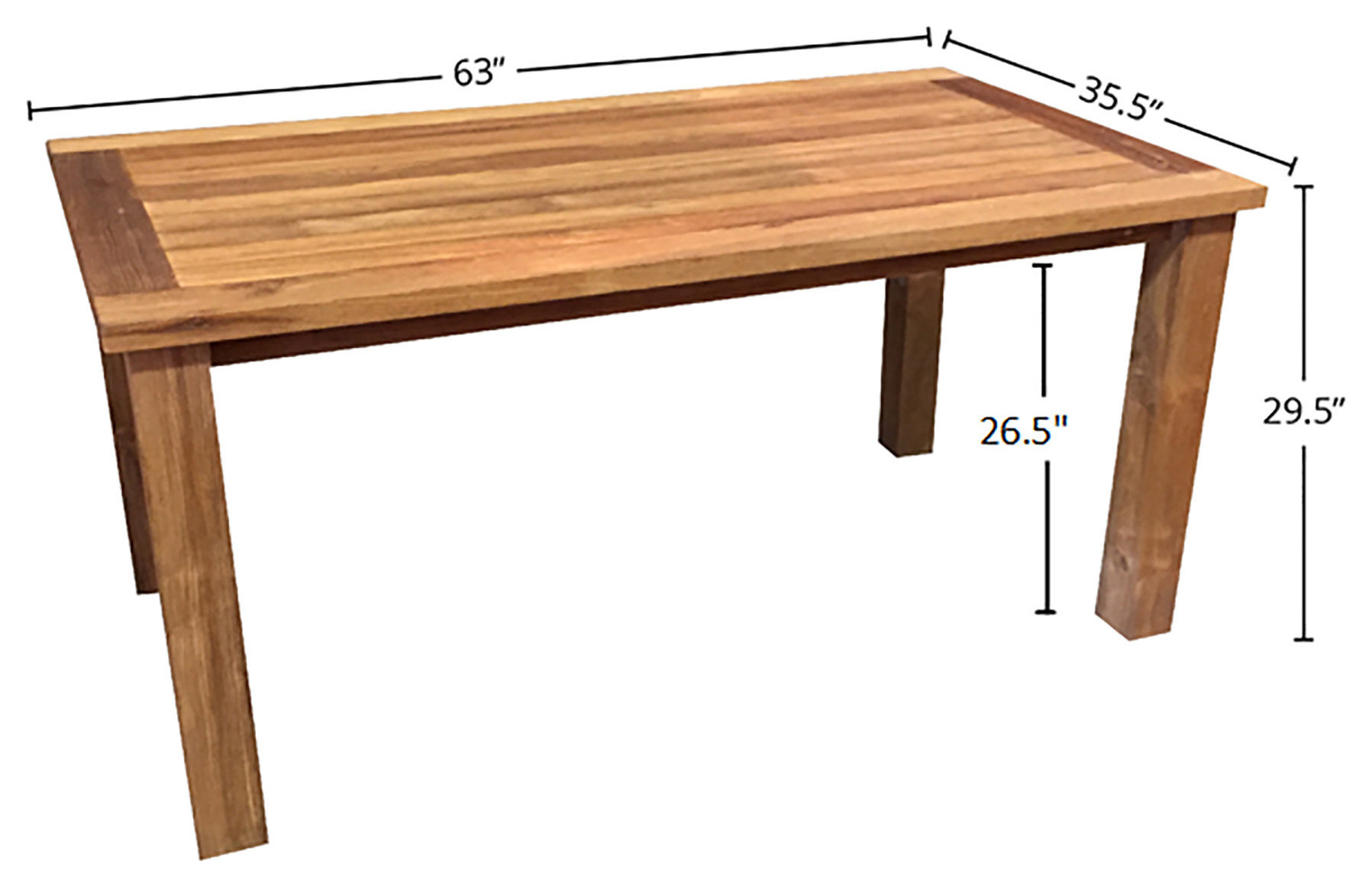 Reclaimed Teak Rectangular Table, Natural, 6-seater - Transitional - Outdoor Dining Tables - by ...