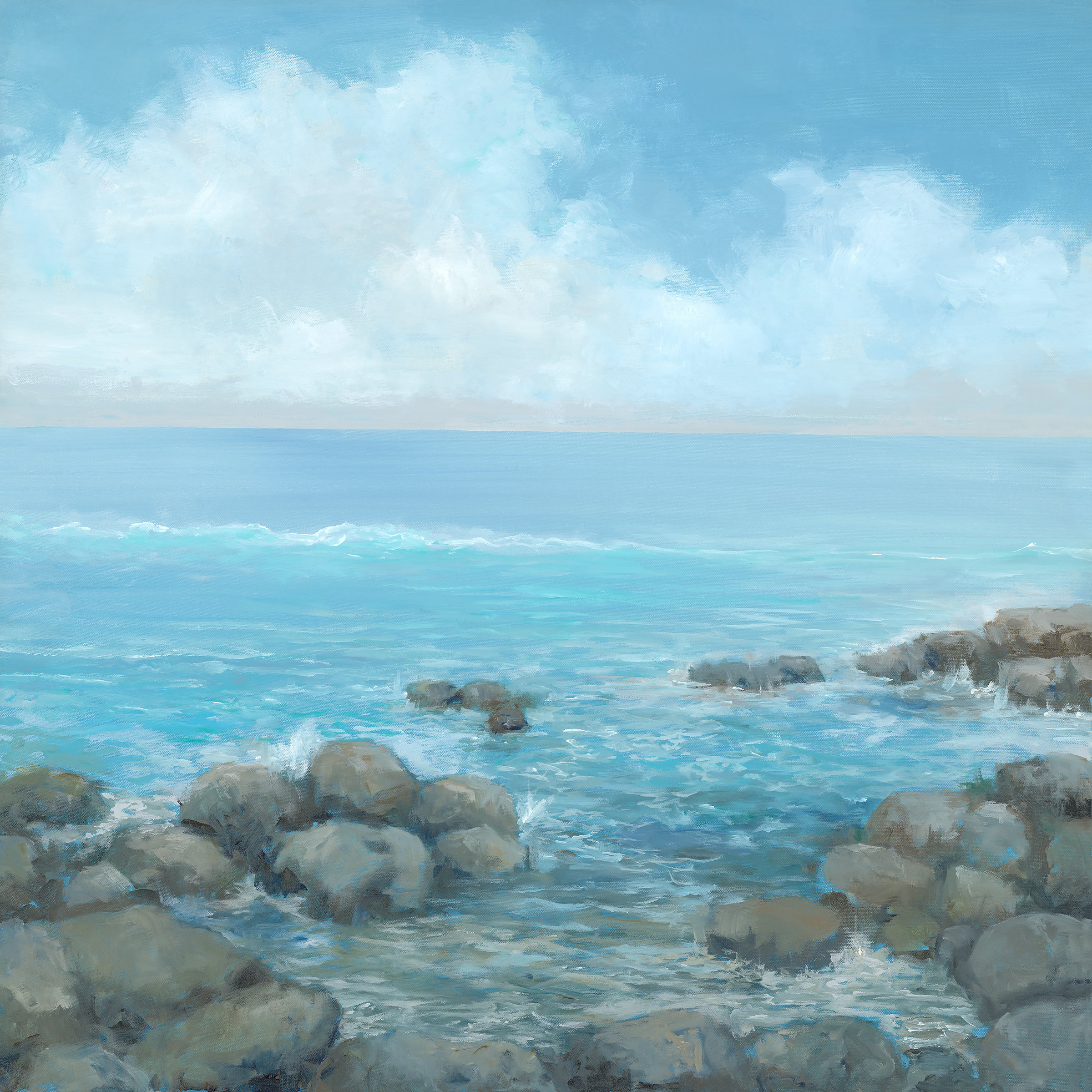 Cerulean Waters Artwork, 30x30 - Beach Style - Prints And Posters - by Chelsea Art Studio | Houzz
