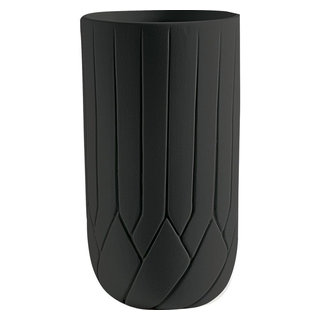 Atipico Frattali Large Ceramic Vase, Charcoal Gray - Contemporary ...