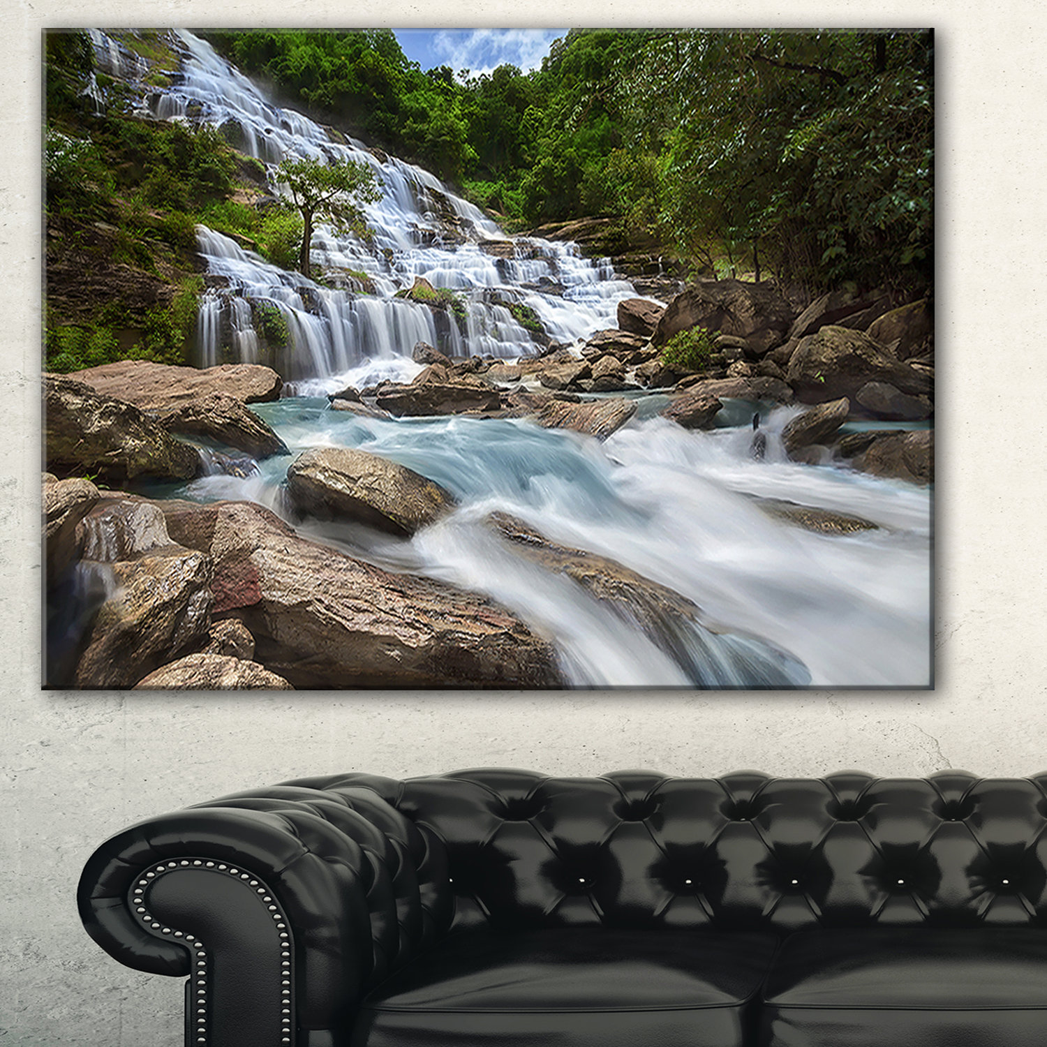 "White Mae Ya Waterfall" Landscape Canvas Photo Print, 40"x20" - Rustic ...