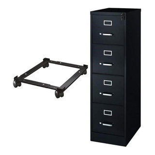 Pemberly Row 2 Piece Filing Cabinet and File Caddy Set in Black ...
