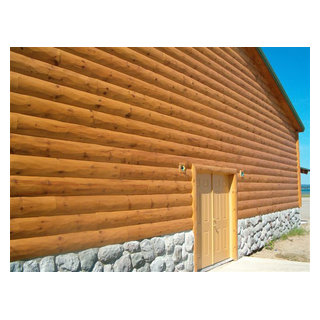 Half log siding with D trim - Rustic - Other - by Woodhaven Log ...