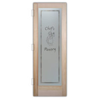 Pantry Doors - Happy Chef Frosted Glass Design - 24" x 80" - CUSTOMIZE ...