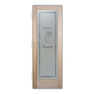 Pantry Doors - Happy Chef Frosted Glass Design - 24" x 80" - CUSTOMIZE ...