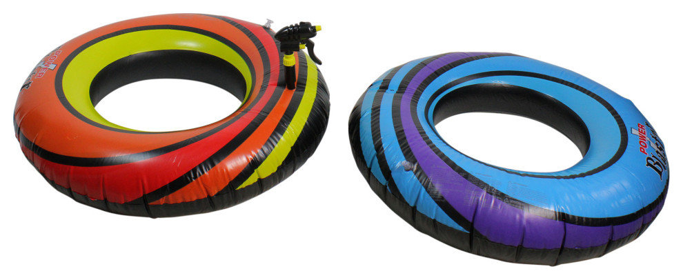 Set of 2 Blue and Orange Inflatable Power Blaster Inner Tubes 40" - Modern - Pool Toys And ...