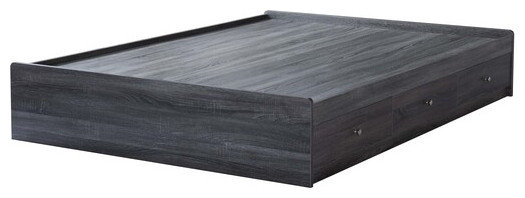 Mid Century Modern Full Chest Bed, Distressed Grey - Transitional ...