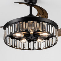 52 in Black Crystal Smart Ceiling Fan with Remote, App Control, Voice ...