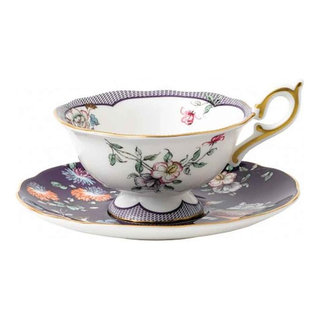 Wedgewood Wonderlust Teacup and Saucer 2-Piece Set, Midnight Crane ...