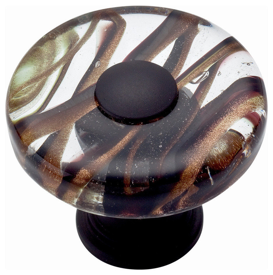 Atlas Homewares Milkyway Round Glass Knob, Aged Bronze - Contemporary ...