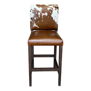 Modern Cowhide Counter Stool with Back, Set of 5 - Southwestern - Bar ...