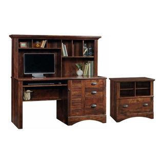 Harbor View 2 Piece Computer Desk with Hutch and File Cabinet Set in ...
