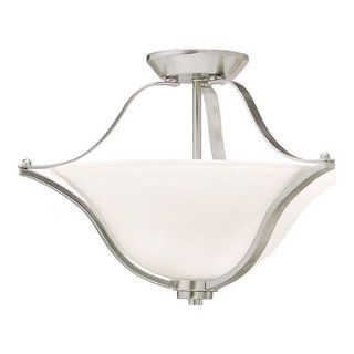 2 Light Contemporary Simple Inverted Pendant Light Fixture Satin Etched ...