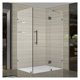 Avalux GS Frameless Shower Enclosure, Shelves, Oil-Rubbed Bronze, 32 ...