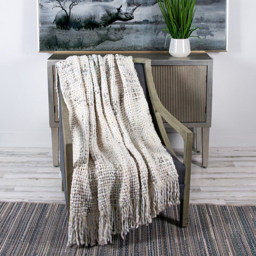 Boho Neutral Basketweave Throw Blanket - Transitional - Throws - by ...
