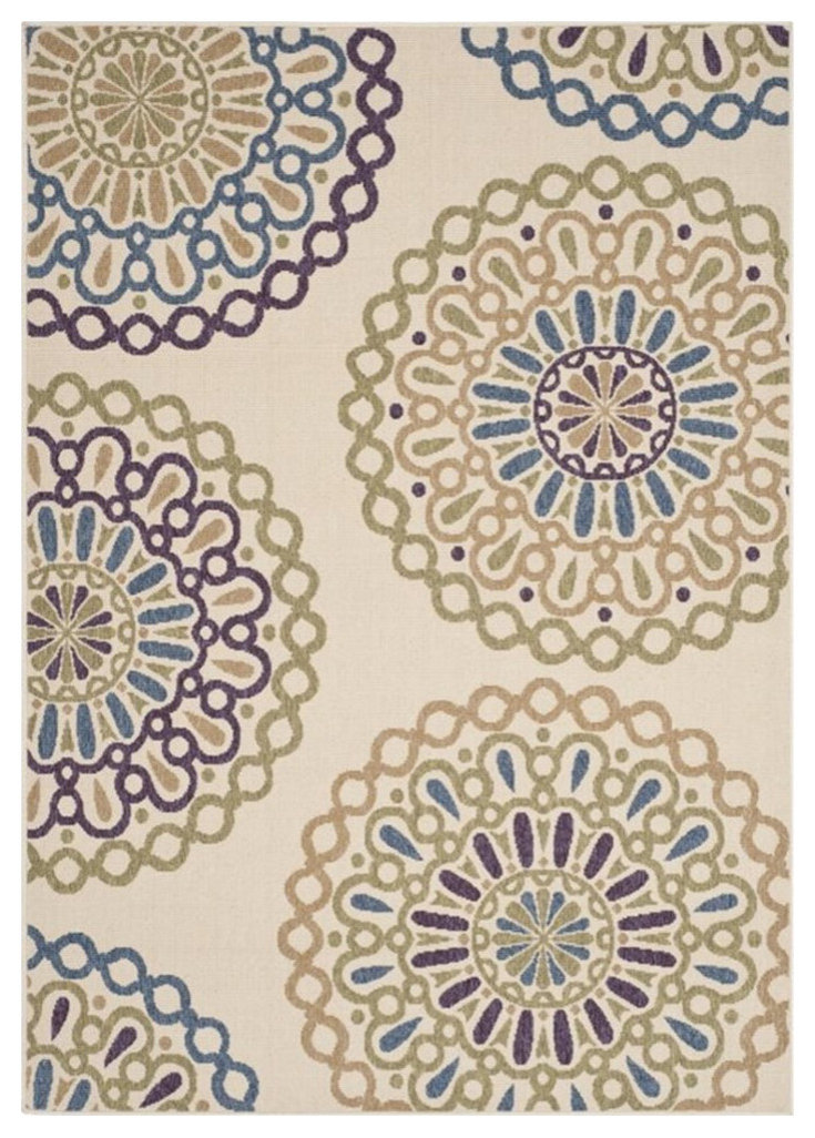 Safavieh Veranda Cream Indoor Outdoor Rug - 6'7" x 9'6", 2'7" x 5 ...