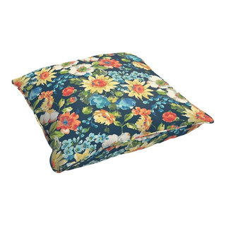 Sachet Blue/Yellow Floral Indoor/Outdoor Chair Cushion Set, 26"Wx26"D ...
