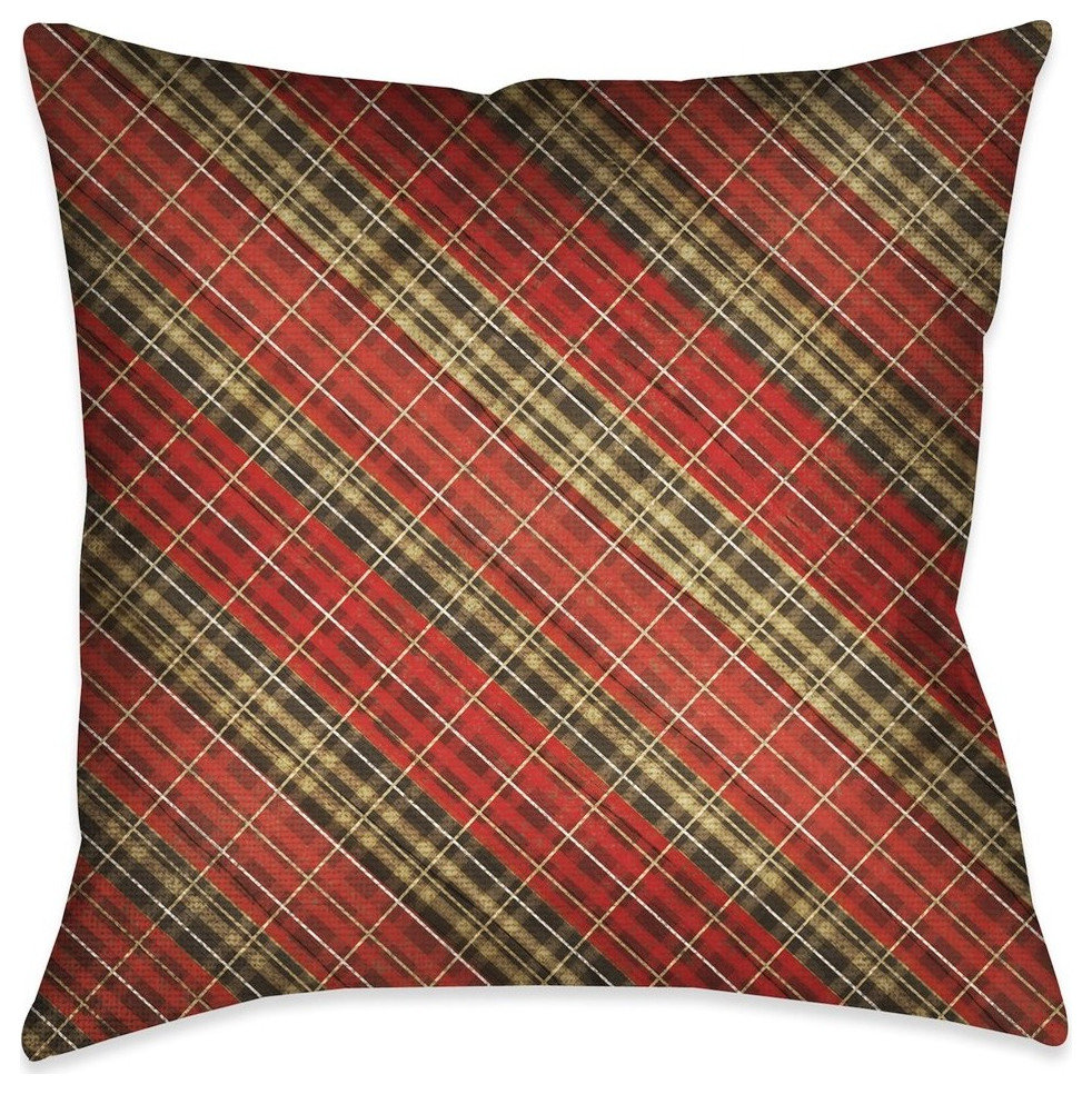 Laural Home Country Cabin Plaid 18" X 18" Indoor Decorative Pillow, 18 ...