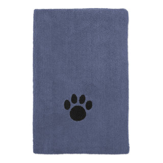 Stonewash Blue Embroidered Paw Pet Towel - Pet Supplies - by Design ...