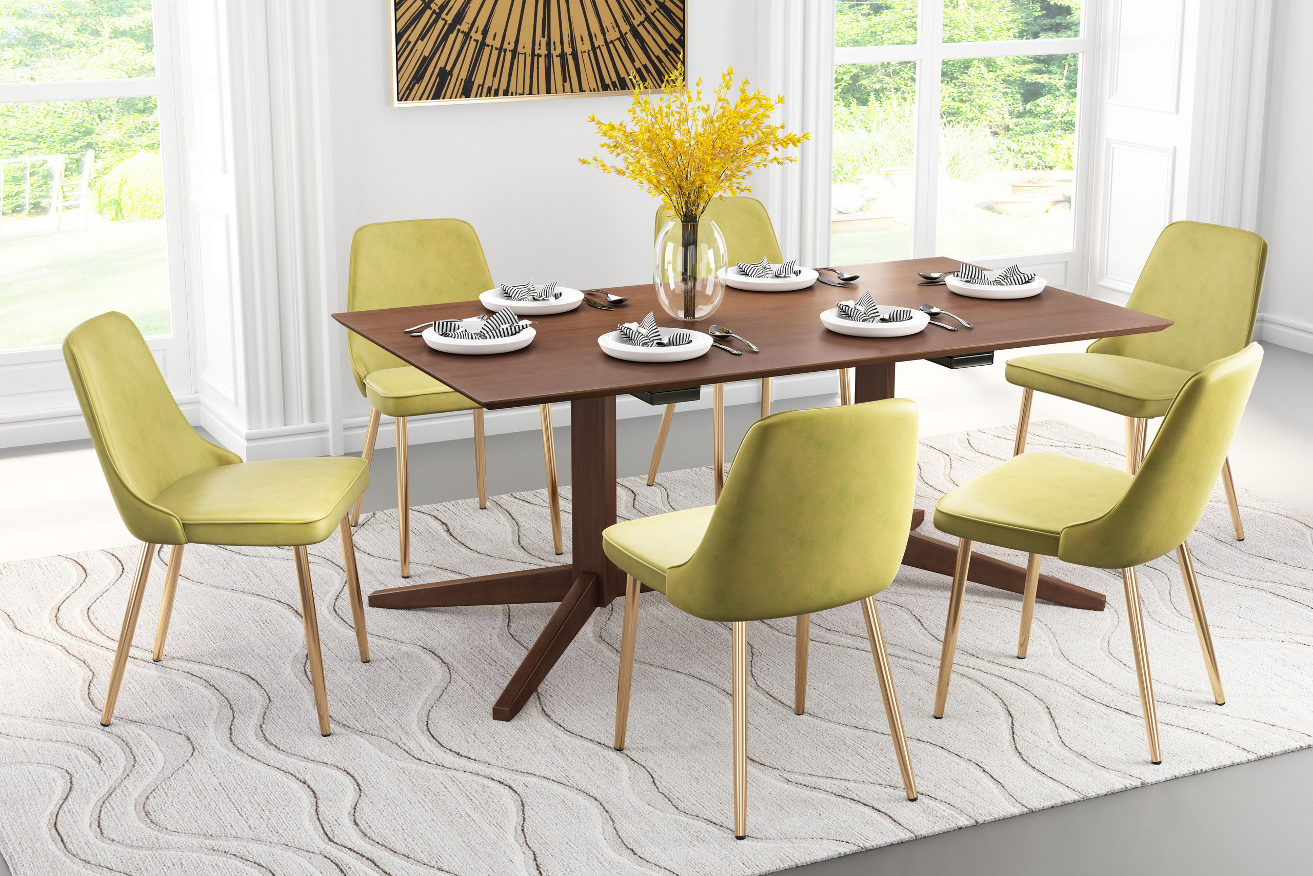 Merritt Dining Chair (Set of 2) Green & Gold - Modern - Dining Chairs ...