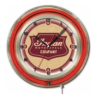 Indian Motorcycle Shield 19" Neon Clock - Contemporary - Wall Clocks ...