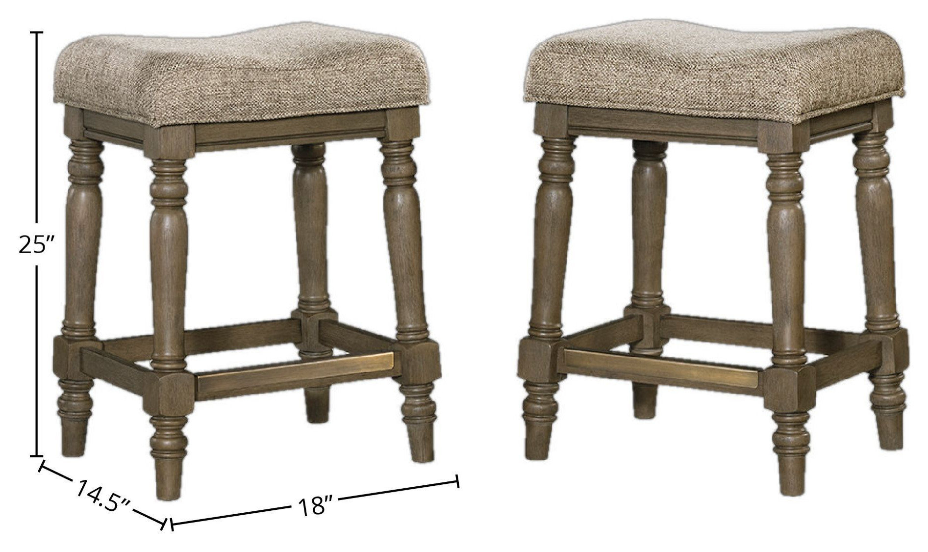 Balboa Park Backless Counter Stool With Cushion Seat, Roasted Oak, Set ...