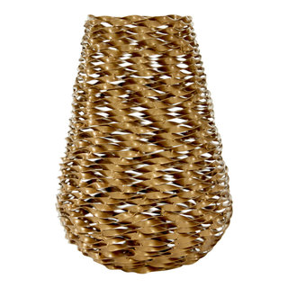 Modern Style Large, Round, Twisted Gold Metal Vase, 8"x12", 8"x12 ...