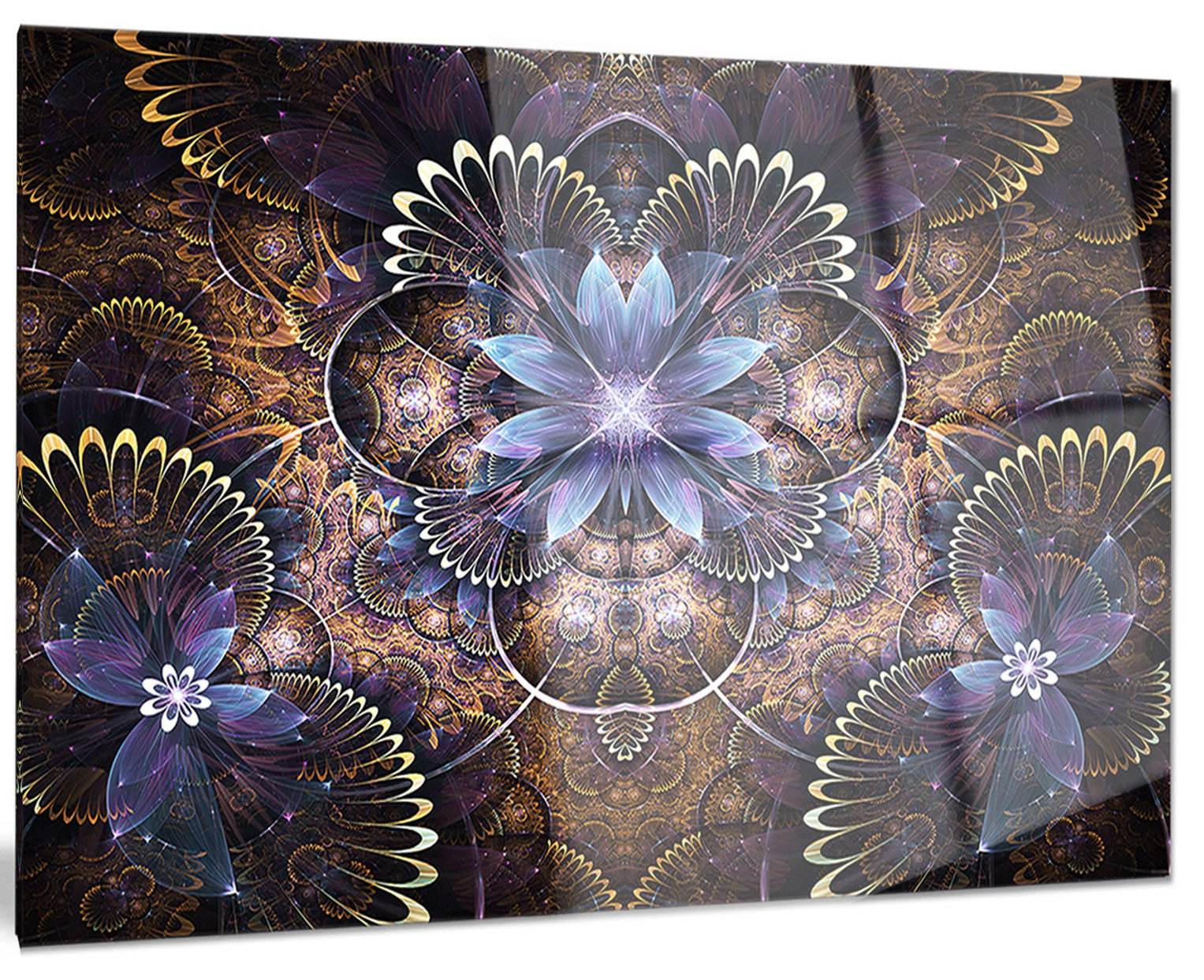 Designart - Fractal Glossy Blue Flower Digital Art' Floral Metal Circle ...