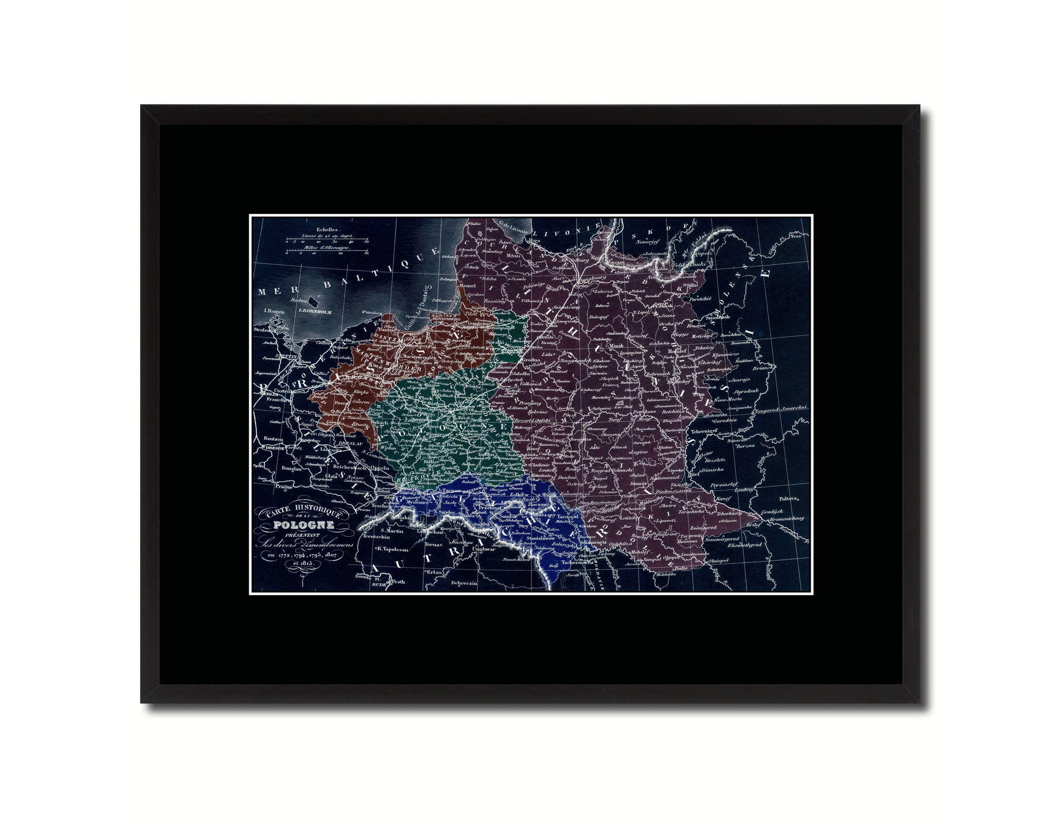 Poland Prussia Germany Vintage Vivid Color Map Canvas, 16"x21 ...