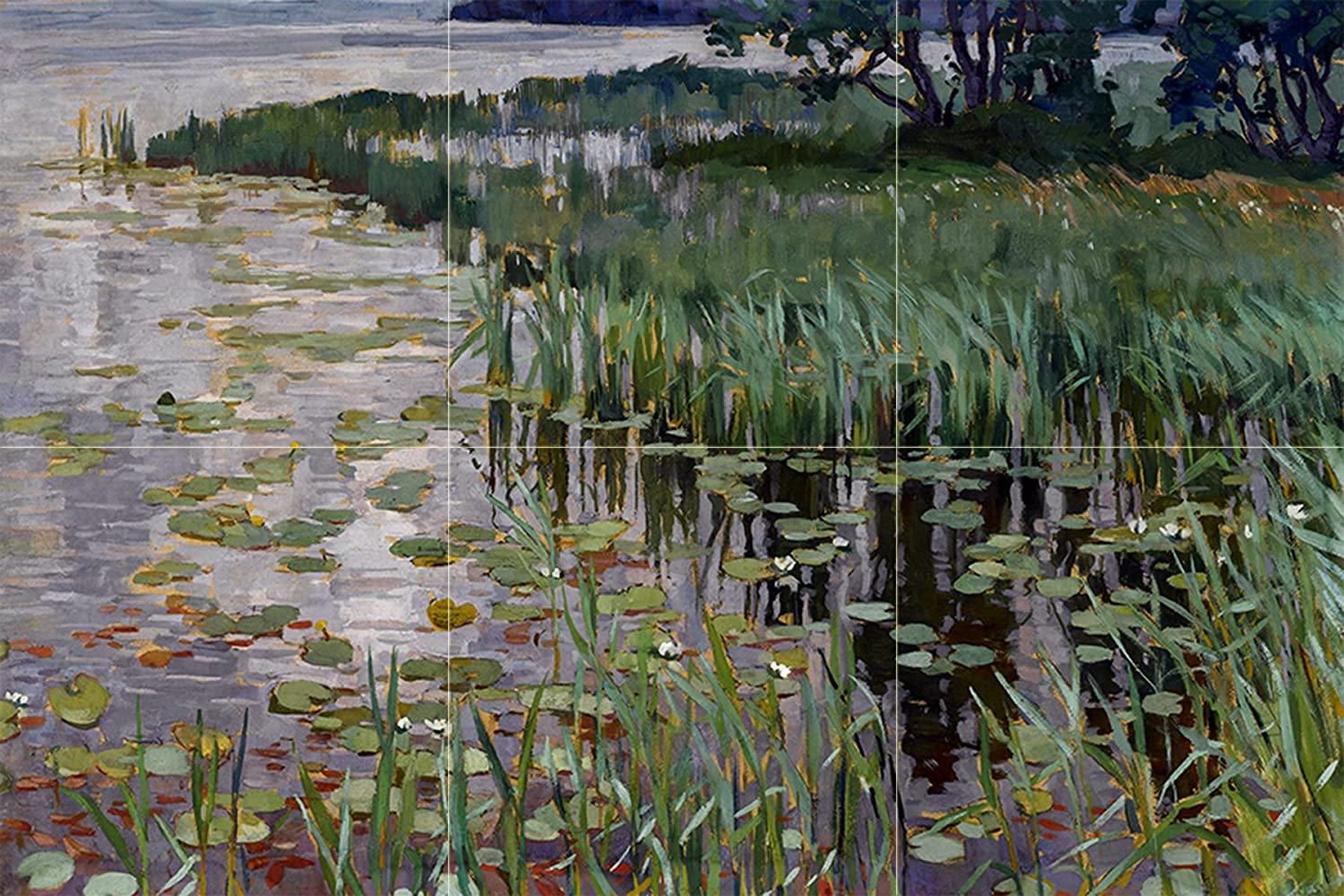 Tile Mural REEDS river water lilies Kitchen Backsplash, 6" Ceramic ...