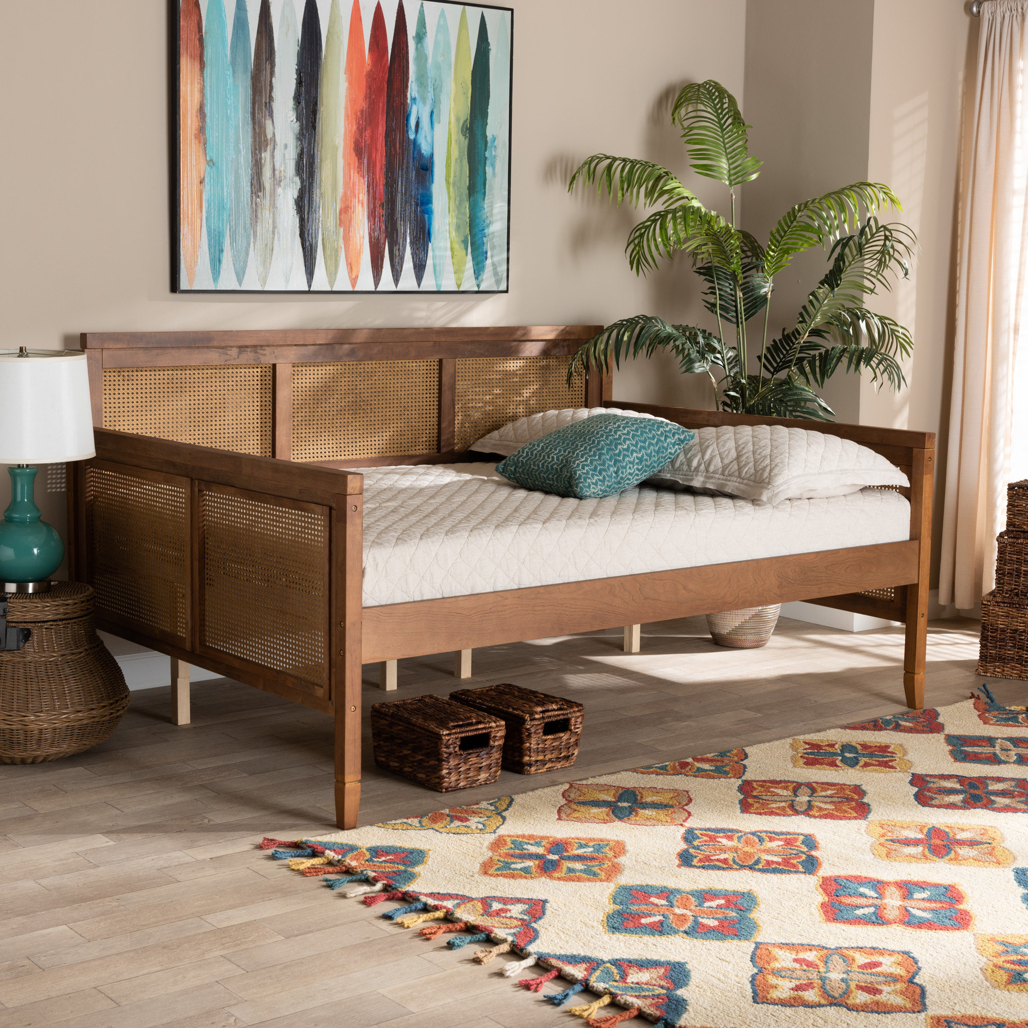 Wolverton Modern Farmhouse Walnut Effect Full Size Daybed - Tropical ...