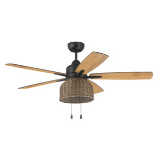 Woven 3 Light 52 in. Indoor Ceiling Fan, Flat Black - Tropical ...