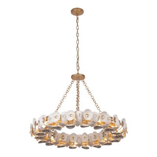 Niu 10-Light Pendant, Coconut Shell Gold/Coconut Shell White ...