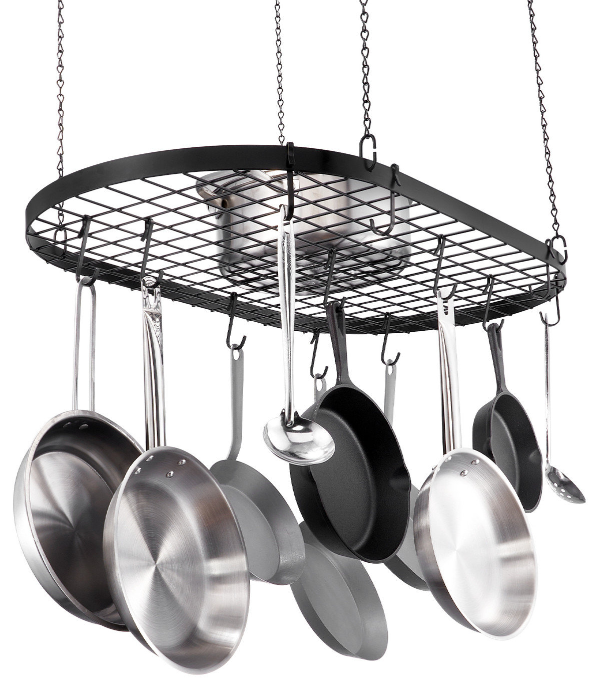 VEVOR Hanging Pot Rack Ceiling Mount 32" Ceiling Pot Rack With 12 S ...