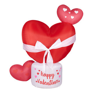8' Tall Valentine's Day Heart, Blow Up Inflatable With Lights ...