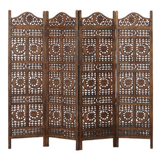 TATEUS 4 Panel Screen Room Divider of Hand Carved Sustainable Solid ...