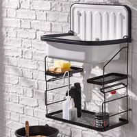 Wall Mounted Service / Utility Sink, White Glazed Steel, with Storage ...