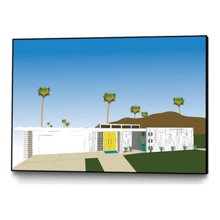 Giant Art Canvas 36x24 Palm Spring Living II Framed in Multi-Color ...