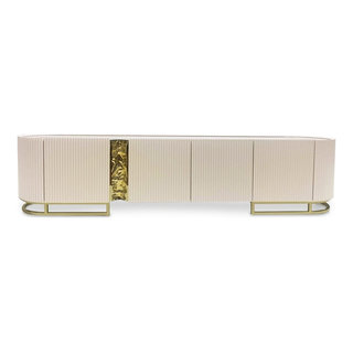 Michael Amini Lisbon Media Cabinet - Silken Matte Cream - Contemporary ...
