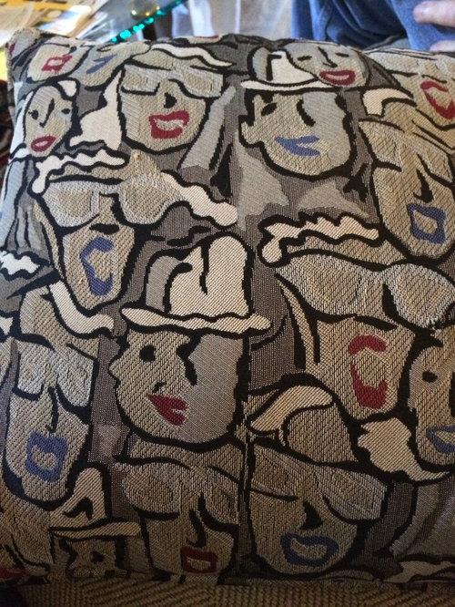 Searching for faces print fabric