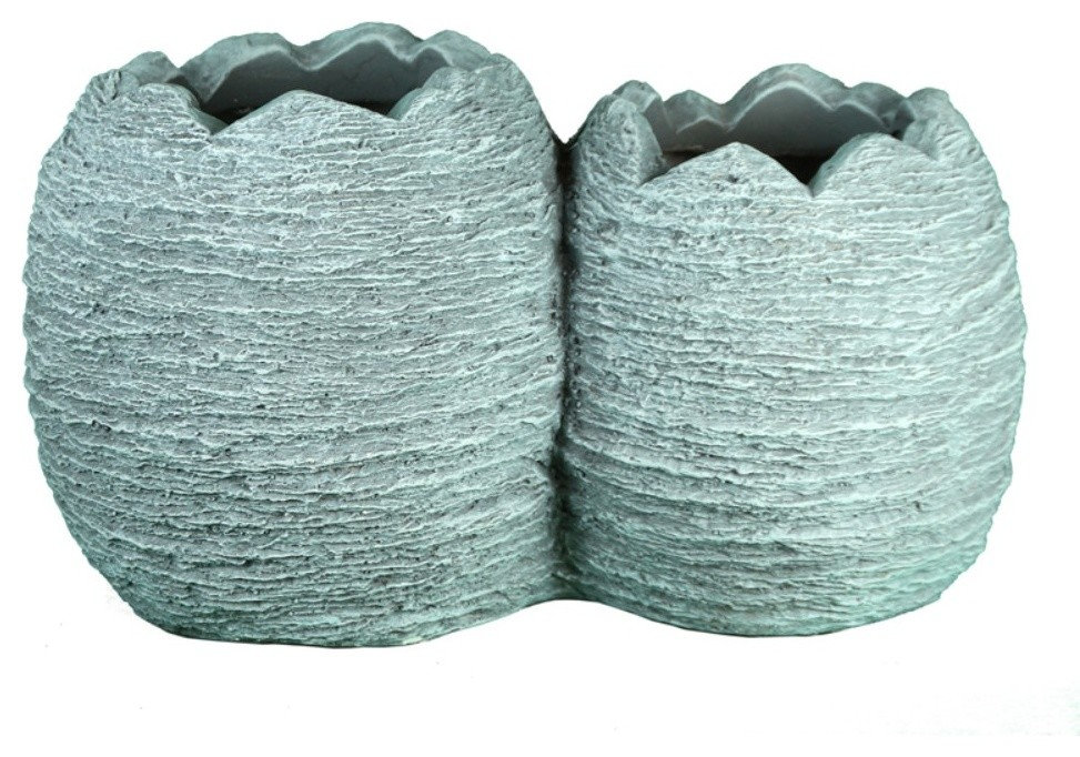 Double Sided Planter, Gray Set of 2 - Contemporary - Indoor Pots And ...