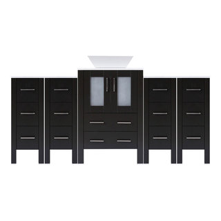Modern Vanity Set With One Sink Base With Mirror and Four Drawer Bases ...