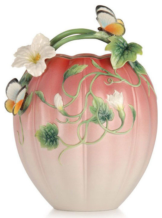 Franz Porcelain Collection Happy Family Butterfly Vase - Traditional ...